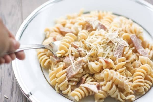 Creamy Pasta with Turkey Bacon - Ahead of Thyme