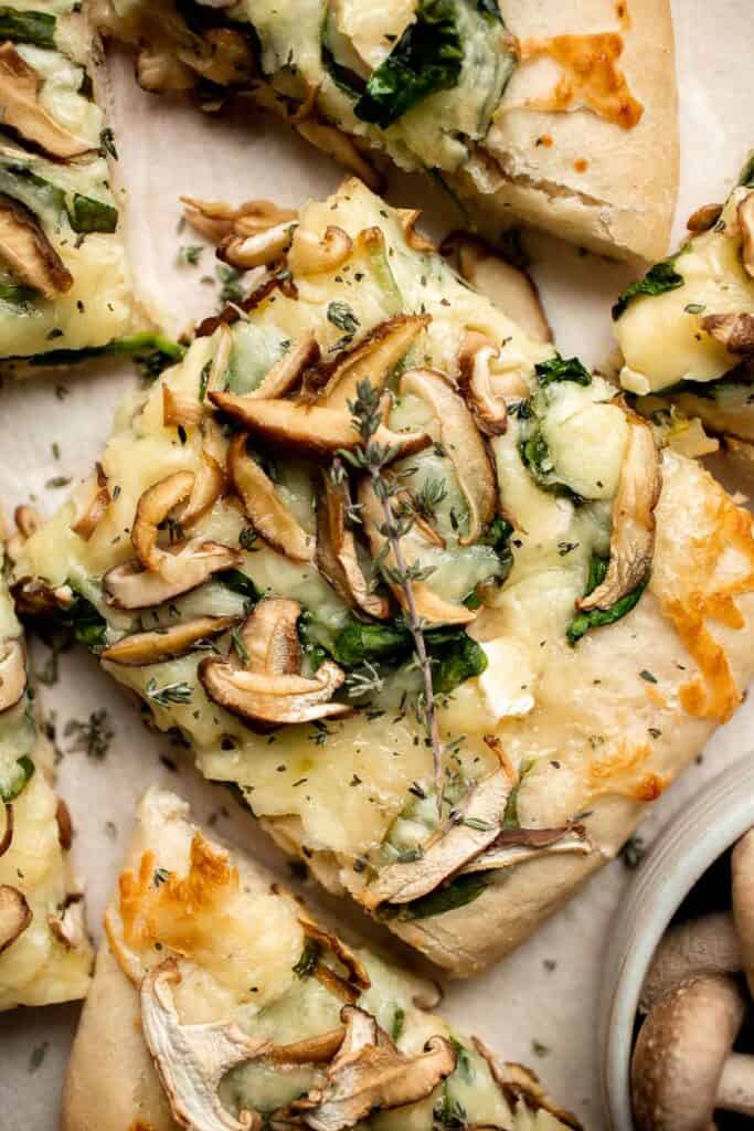 Mushroom Flatbread with Spinach - Ahead of Thyme