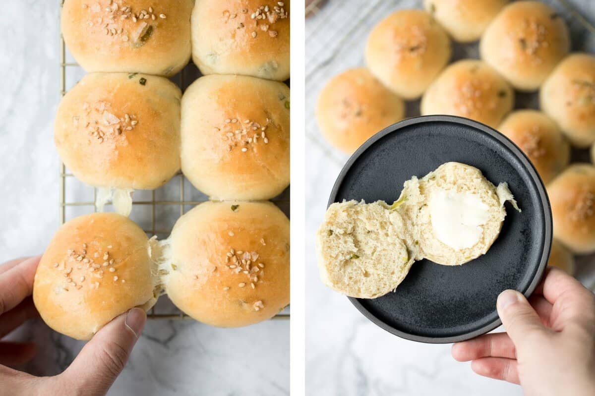 Quick Dinner Bread Rolls with Green Onions - Ahead of Thyme