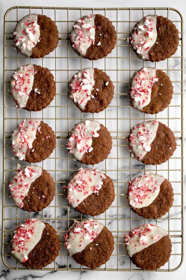 White Chocolate Peppermint Gingerbread Cookies - Ahead of Thyme