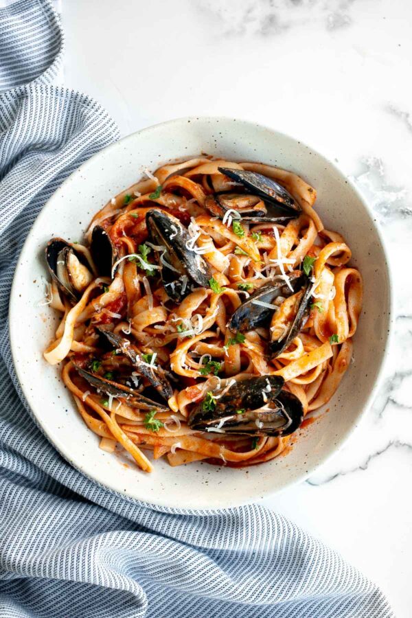 Mussels Pasta in Tomato Sauce - Ahead of Thyme
