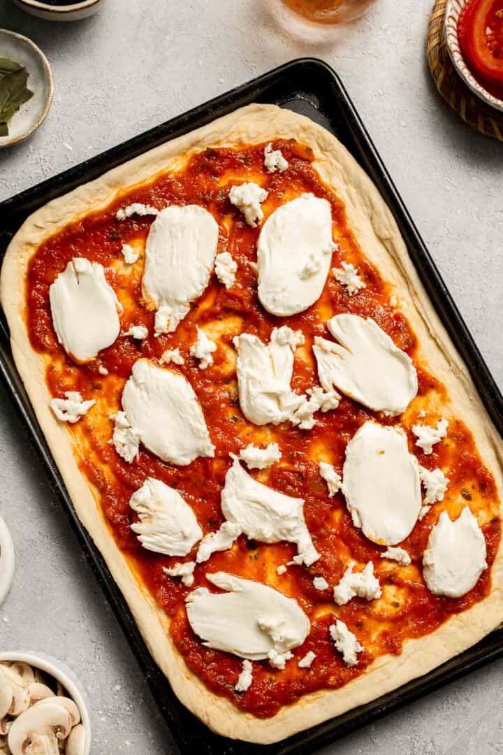 Easy Sheet Pan Pizza with Crispy Crust - Ahead of Thyme