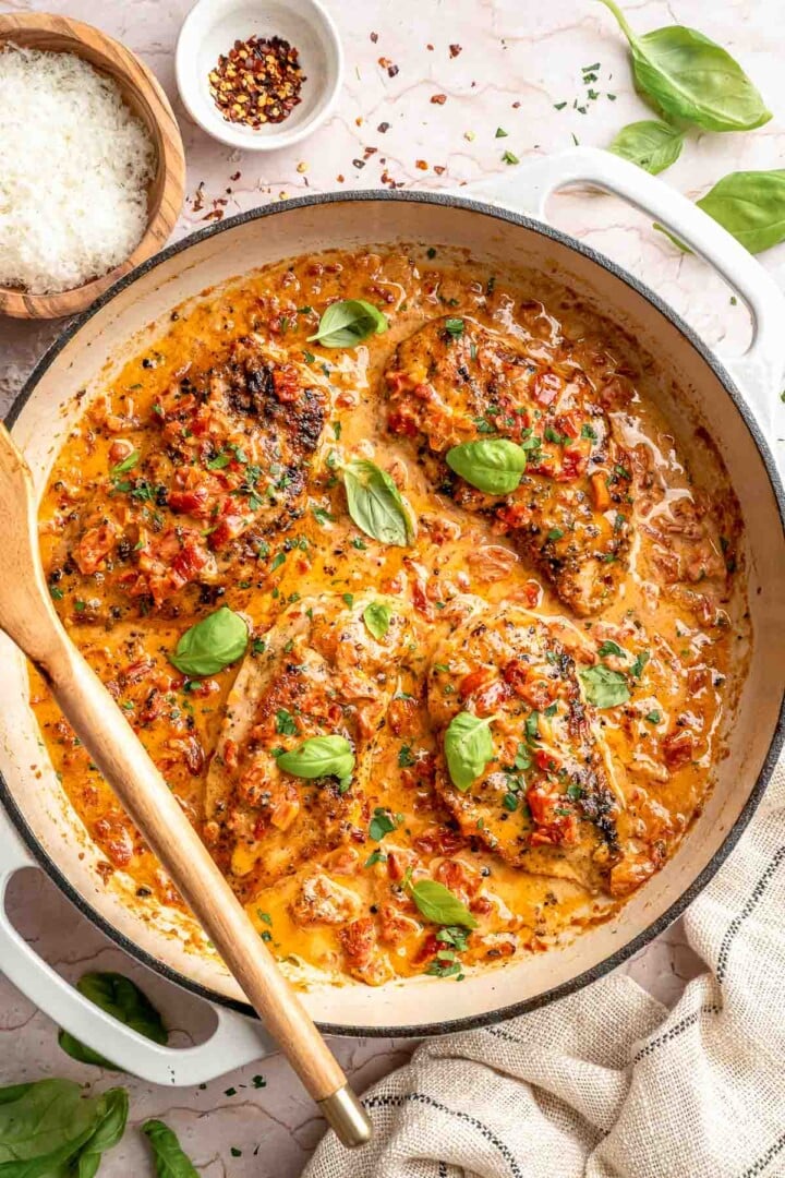One Pan Marry Me Chicken with Sun-Dried Tomatoes - Ahead of Thyme